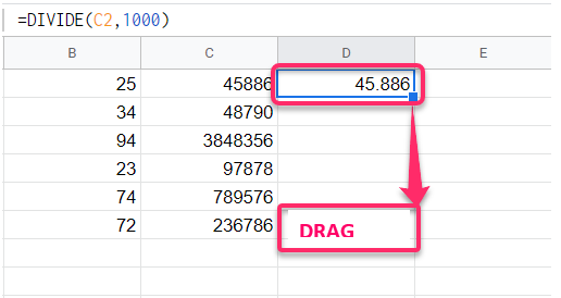 How To Divide All Cells By 1000 In Google Sheets And Excel Docs Tutorial